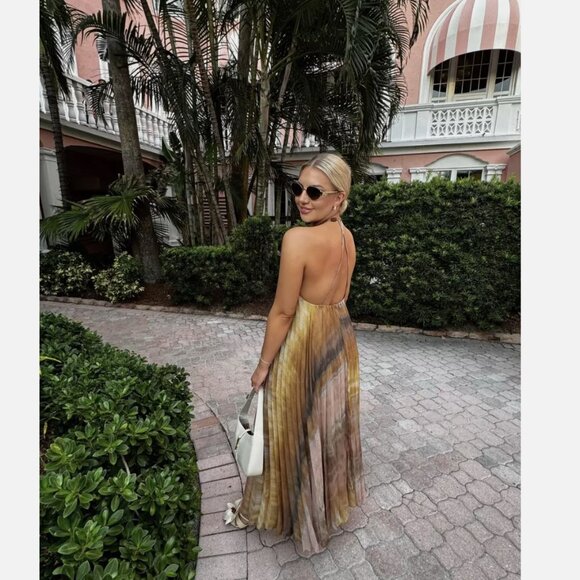 Zara | Dresses | Zara Halter Pleated Midi Backless Dress | Poshmark